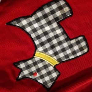 Vintage | Dresses | Vintage Girls Corduroy Scottie Dog Dress Red White ...